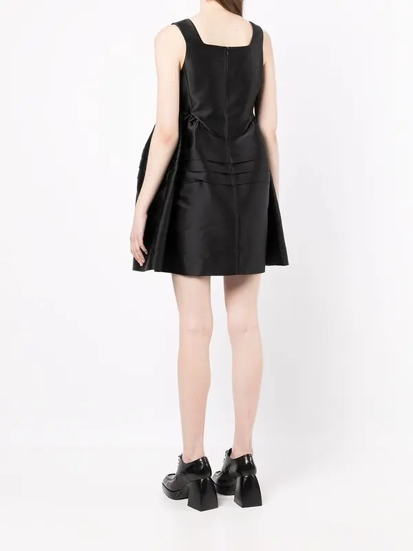 Shushu/Tong Floral-Appliqu Duchess Satin Mini Dress - Black | Editorialist