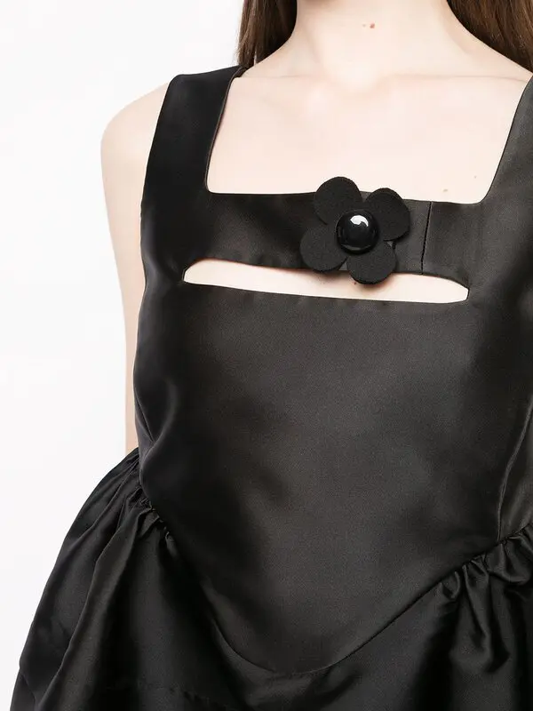 navy blue dress for baby girl Elisabetta Franchi E.F. Floral-Appliquéd Satin Duchesse Bustier Minidress