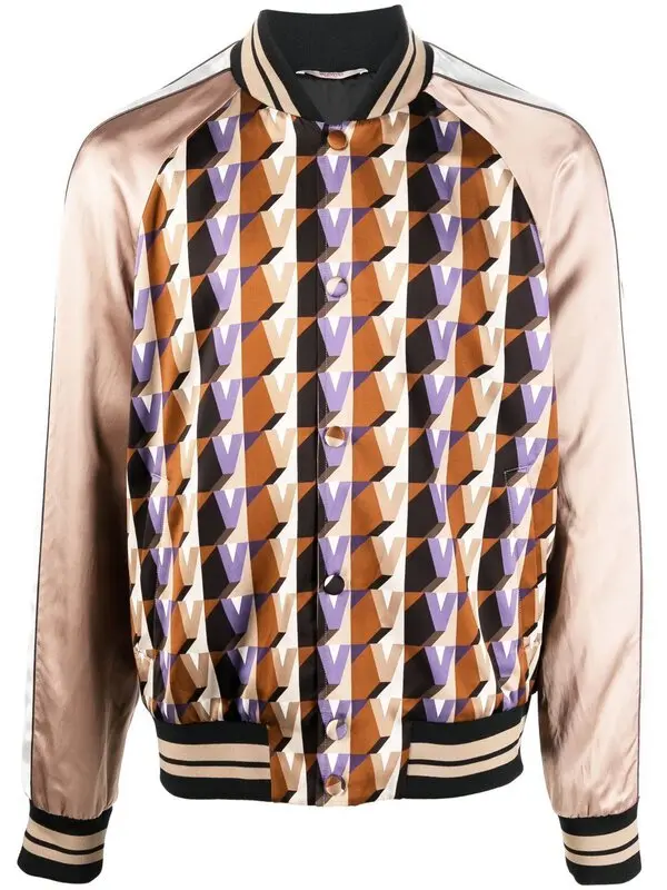 Valentino Garavani Geometric-print Bomber Jacket
