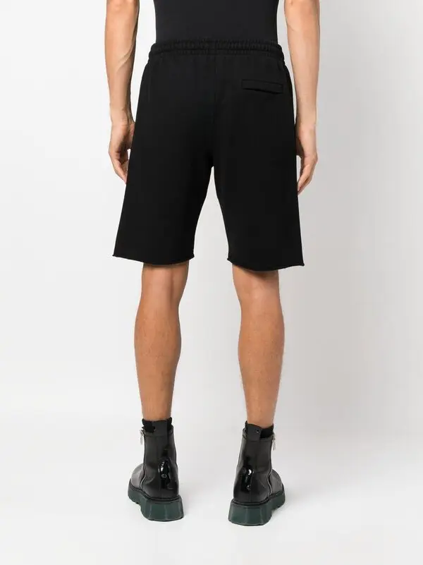 Off-White Logo Print Organic Cotton Track Shorts - Black