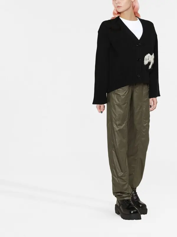 Off-White Logo-intarsia Knit Cardigan - Black