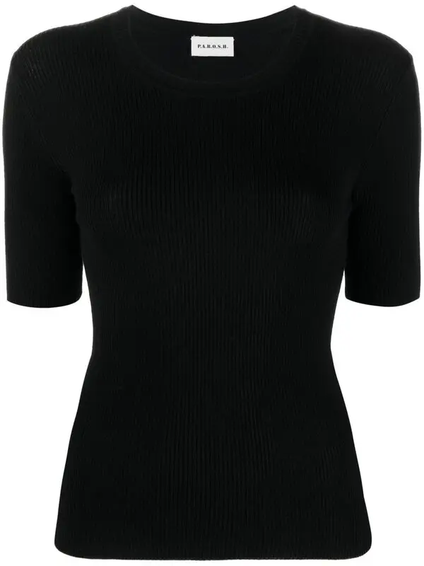 P.a.r.o.s.h Round-neck Knit Top - Black