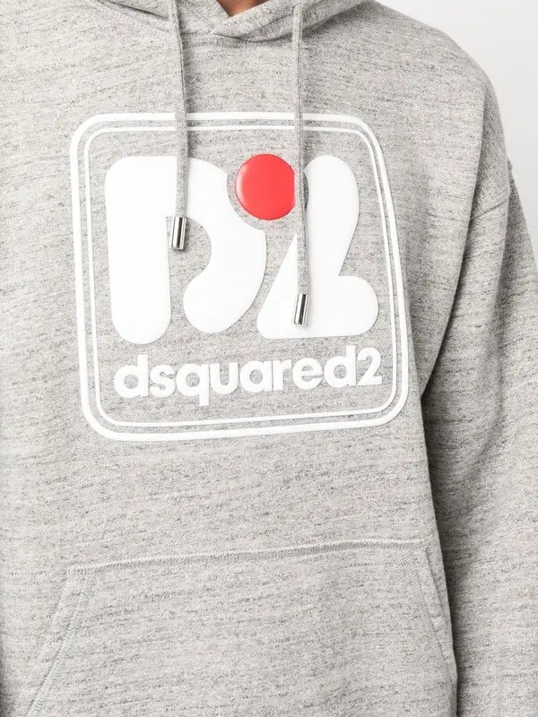 Dsquared2 Logo-print Cotton Hoodie - Grey