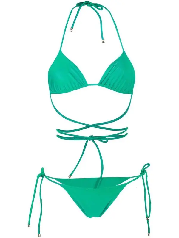 MANOKHI Wraparound Tied Bikini Set - Green