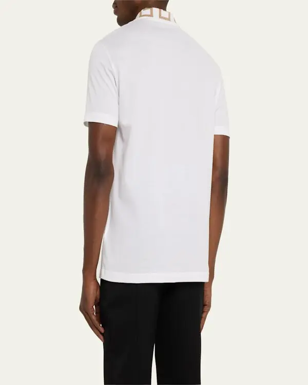 Versace Greca-collar Polo Shirt - Optical White