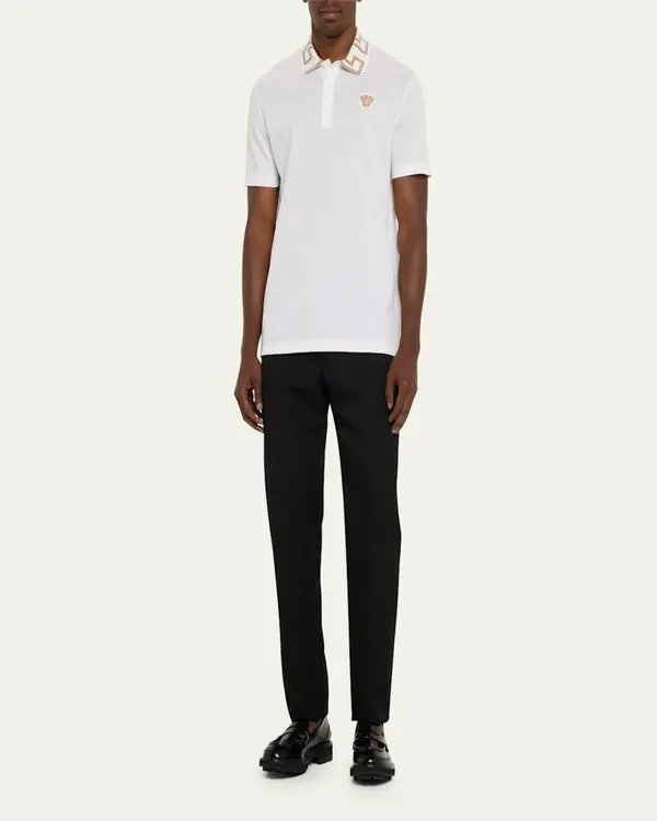 Versace Greca-collar Polo Shirt - Optical White