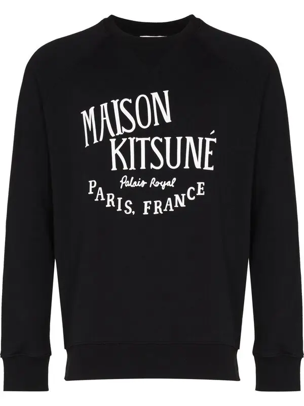 Maison Kitsuné Logo-print Long-sleeve Sweatshirt - Black