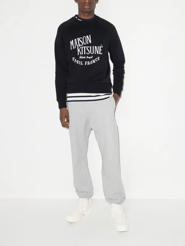 Maison Kitsuné Logo-print Long-sleeve Sweatshirt - Black