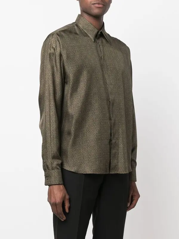 Roberto Cavalli Monogram-print Silk Shirt - Green