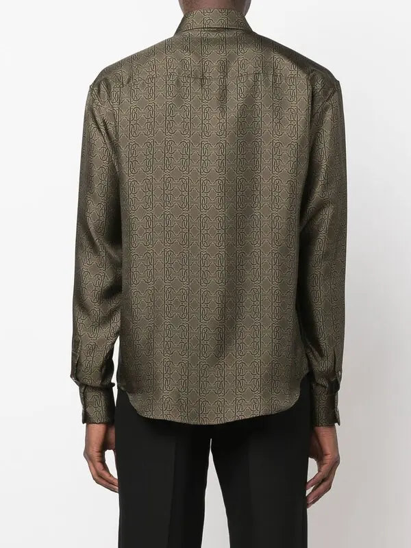 Roberto Cavalli Monogram-print Silk Shirt - Green
