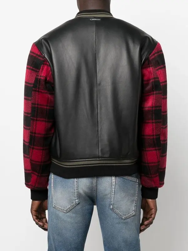 Roberto Cavalli Plaid-sleeves Bomber Jacket