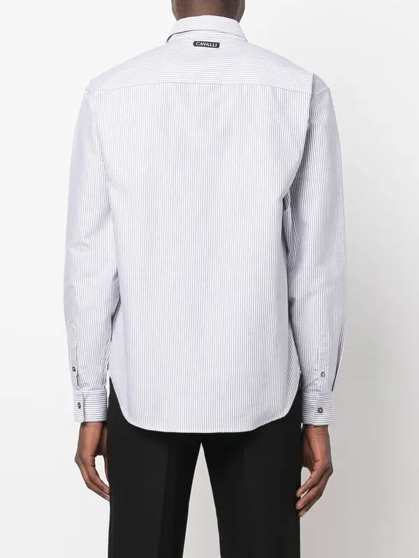 Roberto Cavalli Mirror Snake-print Striped Shirt