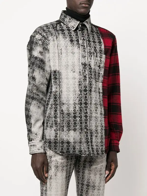 Roberto Cavalli Long-sleeved Patchwork Shirt