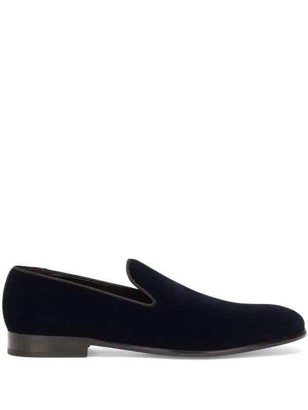Dolce & Gabbana Open-back Velvet Slippers - Blue