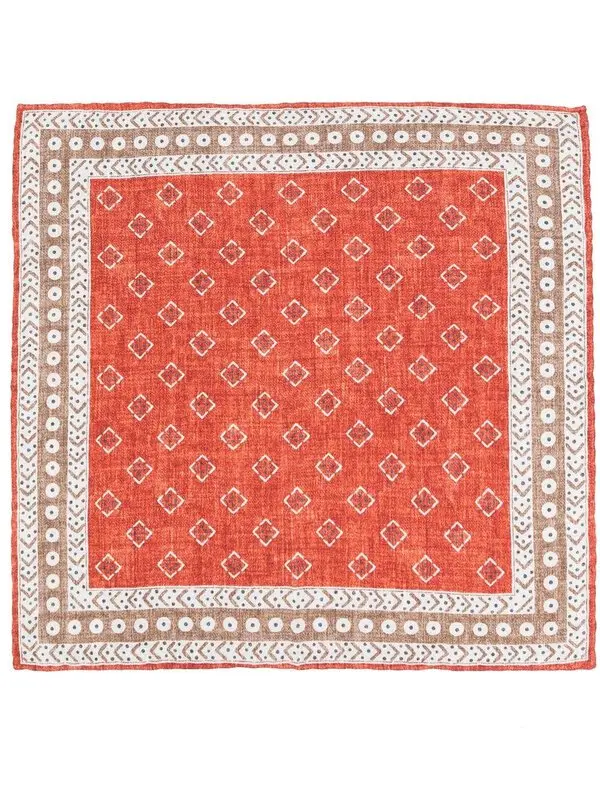 Brunello Cucinelli Silk Geometric-pattern Pocket Square - Orange
