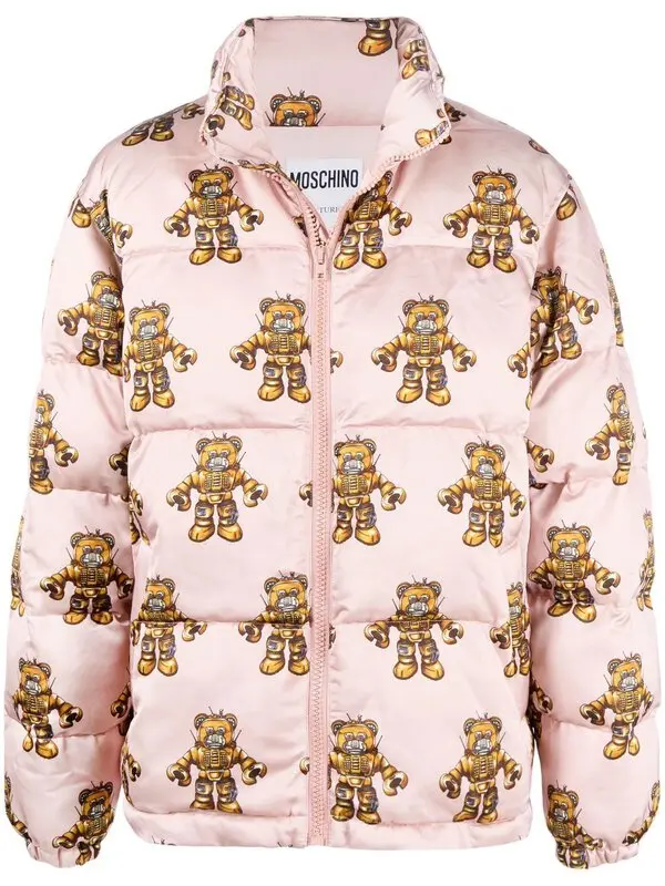 Moschino Graphic-print Padded Coat - Pink