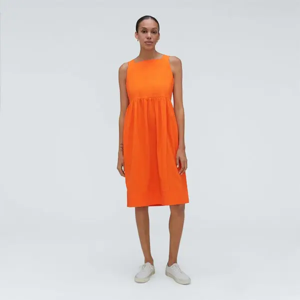Everlane Seersucker Midi Dress - Bright Orange