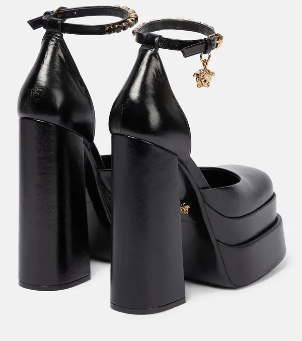 Versace Medusa Aevitas Leather Platform Pumps - Black