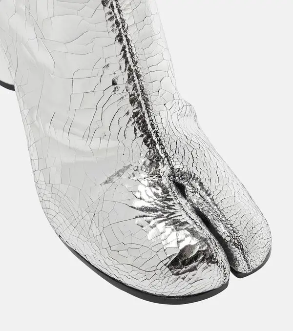 MAISON MARGIELA Tabi Metallic Leather Ankle Boots - Silver