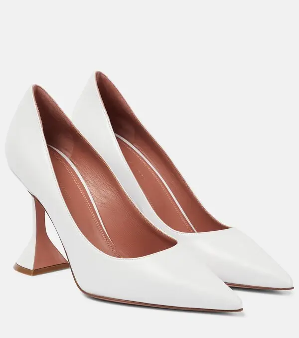 Amina Muaddi Ami Leather Pumps - White