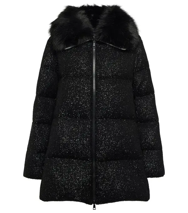 Moncler Chauvet Metallic Tweed Down Jacket - Black | Editorialist