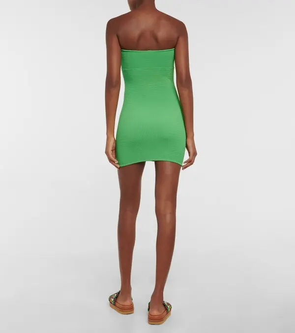 REINA OLGA La Sciura Crinkle Mini Dress - Green
