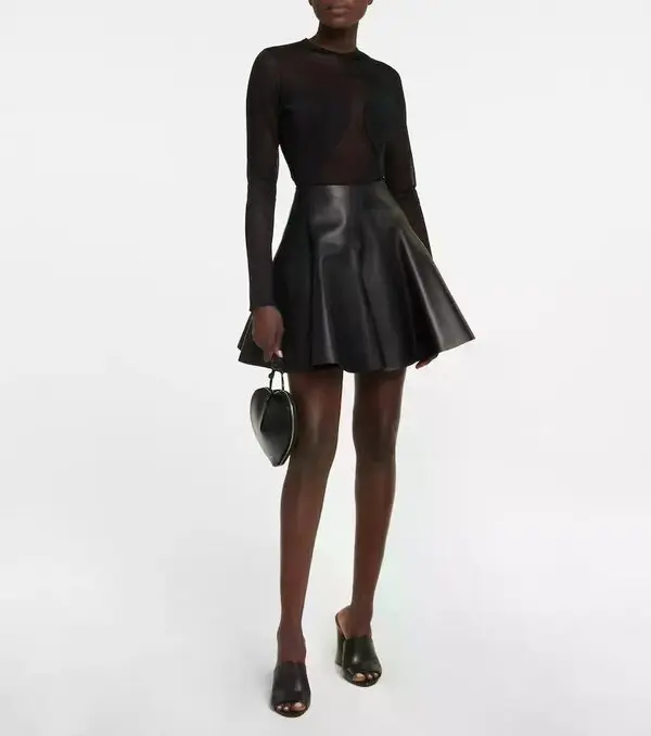 AZZEDINE ALAIA Alaïa Leather Miniskirt - Black
