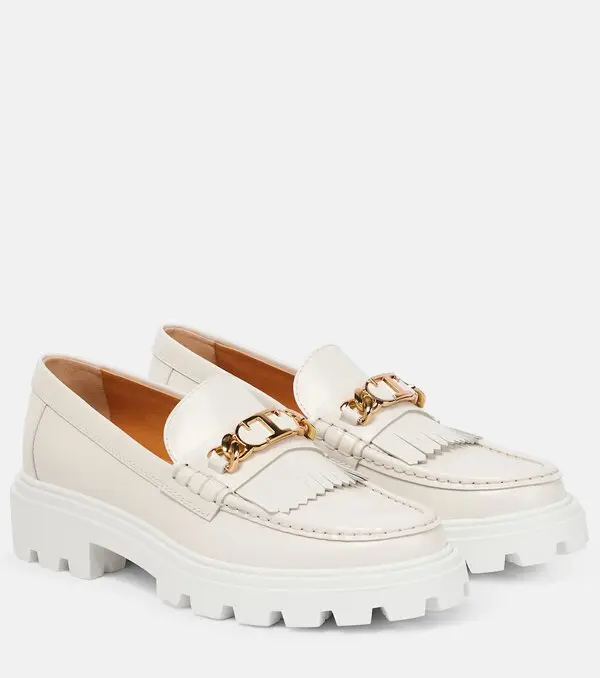 TOD'S Fringed Leather Loafers - White