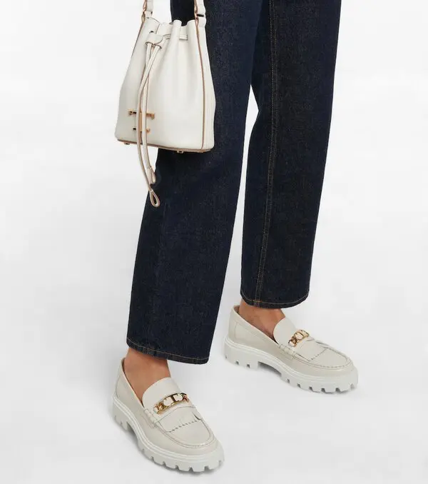 TOD'S Fringed Leather Loafers - White