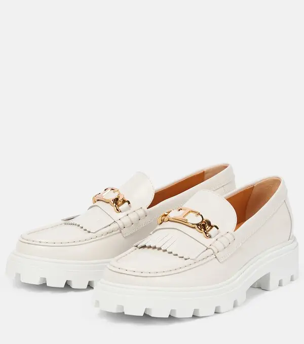 TOD'S Fringed Leather Loafers - White