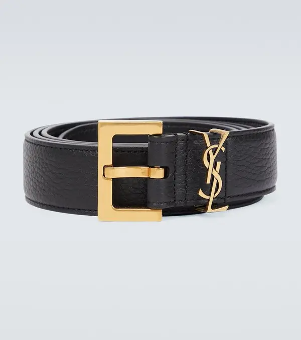Saint Laurent Slim Leather Belt - Black