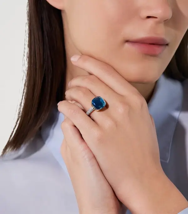 Pomellato White Gold, Diamond And London Topaz Nudo Ring - Blue