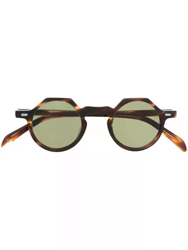 LESCA Tortoise Round Frame Sunglasses