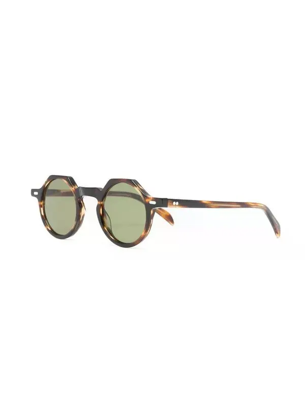 LESCA Tortoise Round Frame Sunglasses