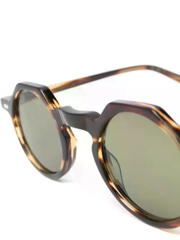 LESCA Tortoise Round Frame Sunglasses