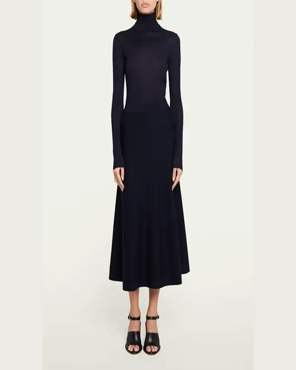 Gabriela Hearst Freddie Midi Knit Skirt - Dark Navy