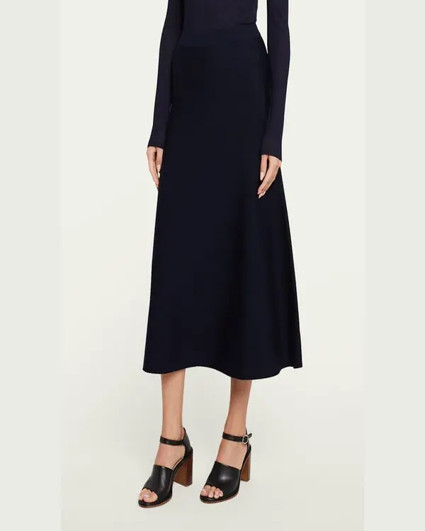 Gabriela Hearst Freddie Midi Knit Skirt - Dark Navy