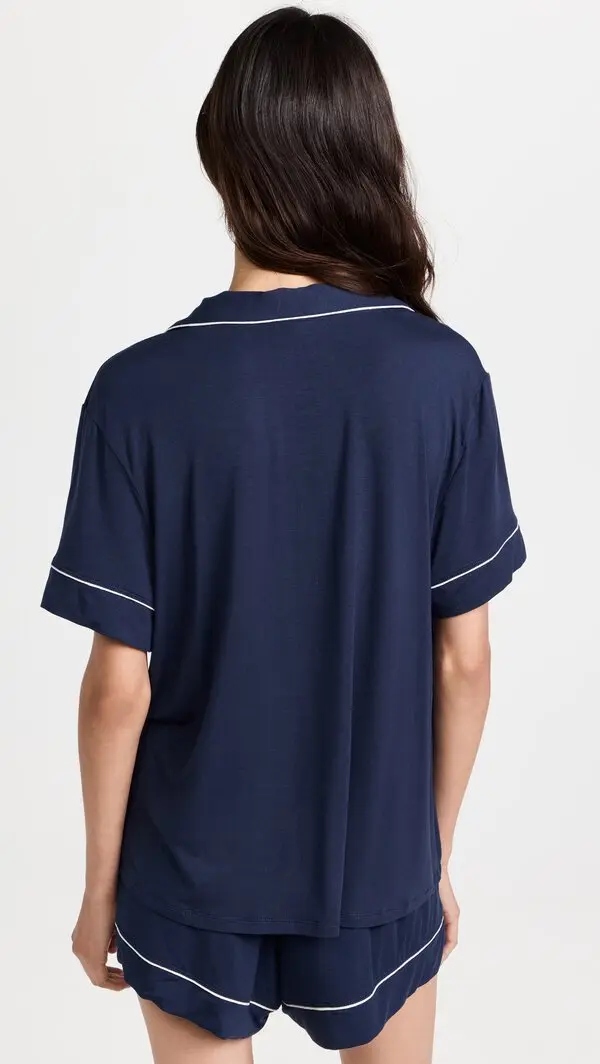 Eberjey Gisele Relaxed Short Pajama Set - Navy/ivory