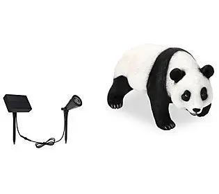 TECHKO Panda Statue With Solar Spotlight - One-color