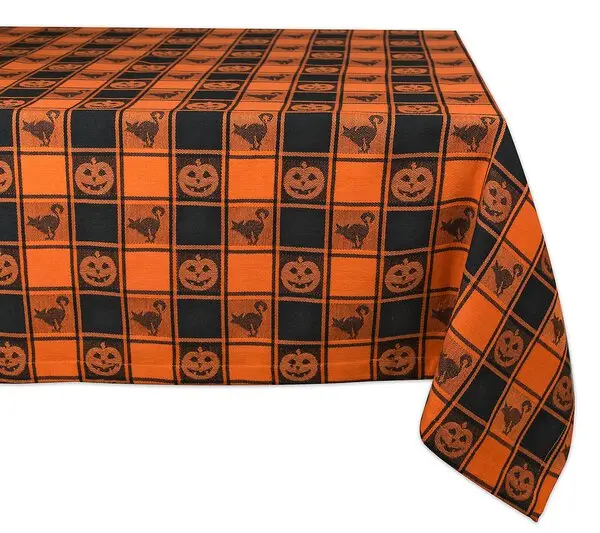 DESIGN IMPORTS Halloween Woven Check Tablecloth 60' X 84 - One-color