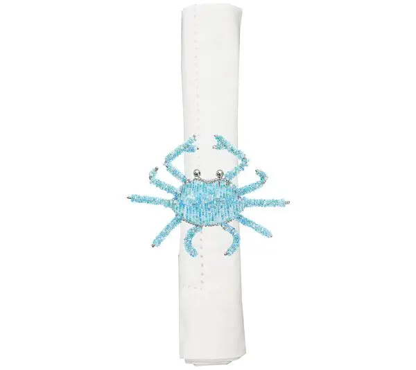 VALERIE PARR HILL Bluecrab Beaded Napkin Ring Set Of 6 Valerie - One-color