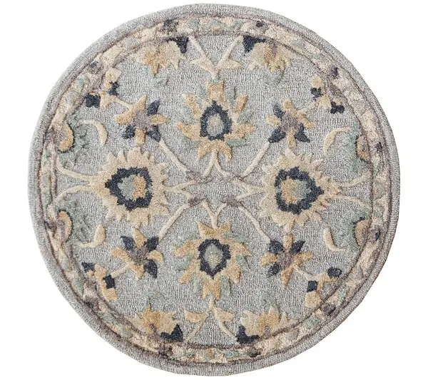 OX BAY TRADING CO. Ox Bay Traditional Floral Filigree Round Rug 3' Round - One-color