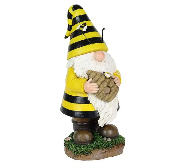 EXHART Solar Beekeeper Gnome Statuary