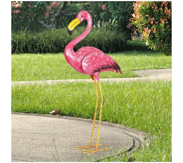 EXHART Pink Metal Flamingo