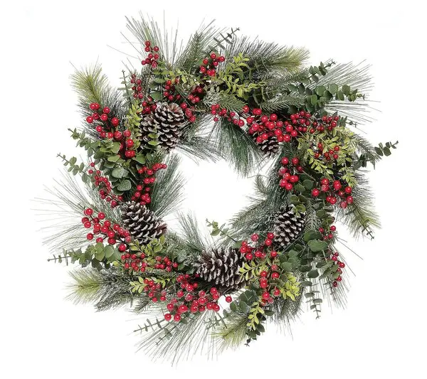 C&F HOME Opulent Berry Pinecone Wreath - One-color