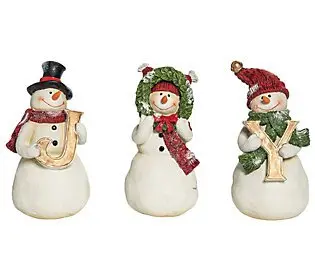 C&F HOME Joy Snowmen Figurine Set Of 3 - One-color