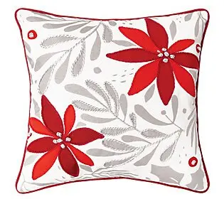 VALERIE PARR HILL 18' X 18' Poinsettia Christmas Throw Pillow Valerie - One-color