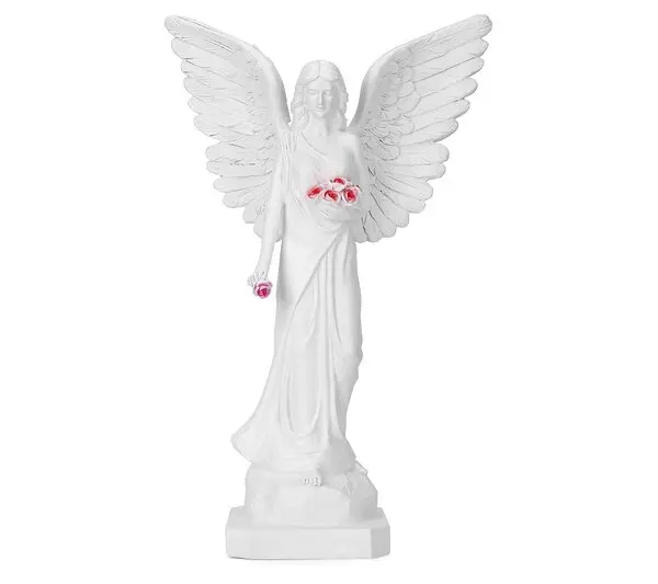 TECHKO Angel With Open Wings Statue With Solarspotlight