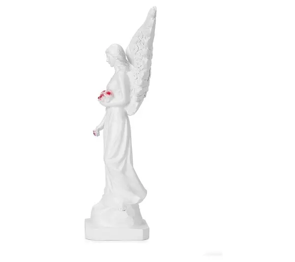 TECHKO Angel With Open Wings Statue With Solarspotlight