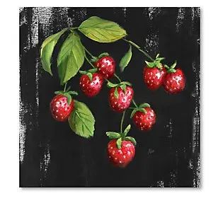 COURTSIDE MARKET Chalkboard Strawberries 16x16 Canvas Wall Art - One-color